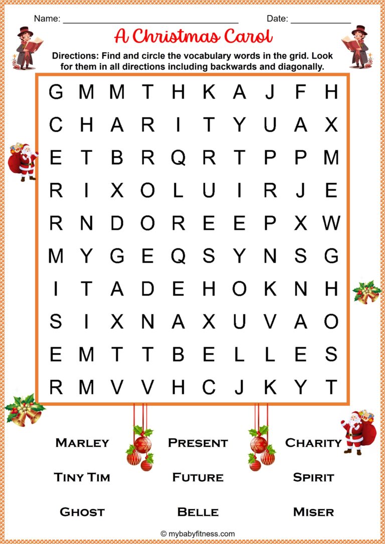 A Christmas Carol : Word Search – My Baby Fitness