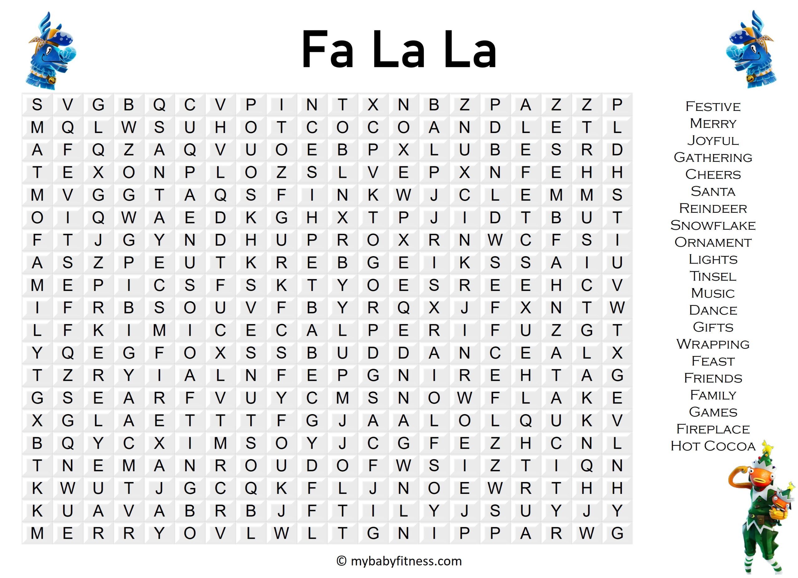 FA LA LA : Word Search – My Baby Fitness