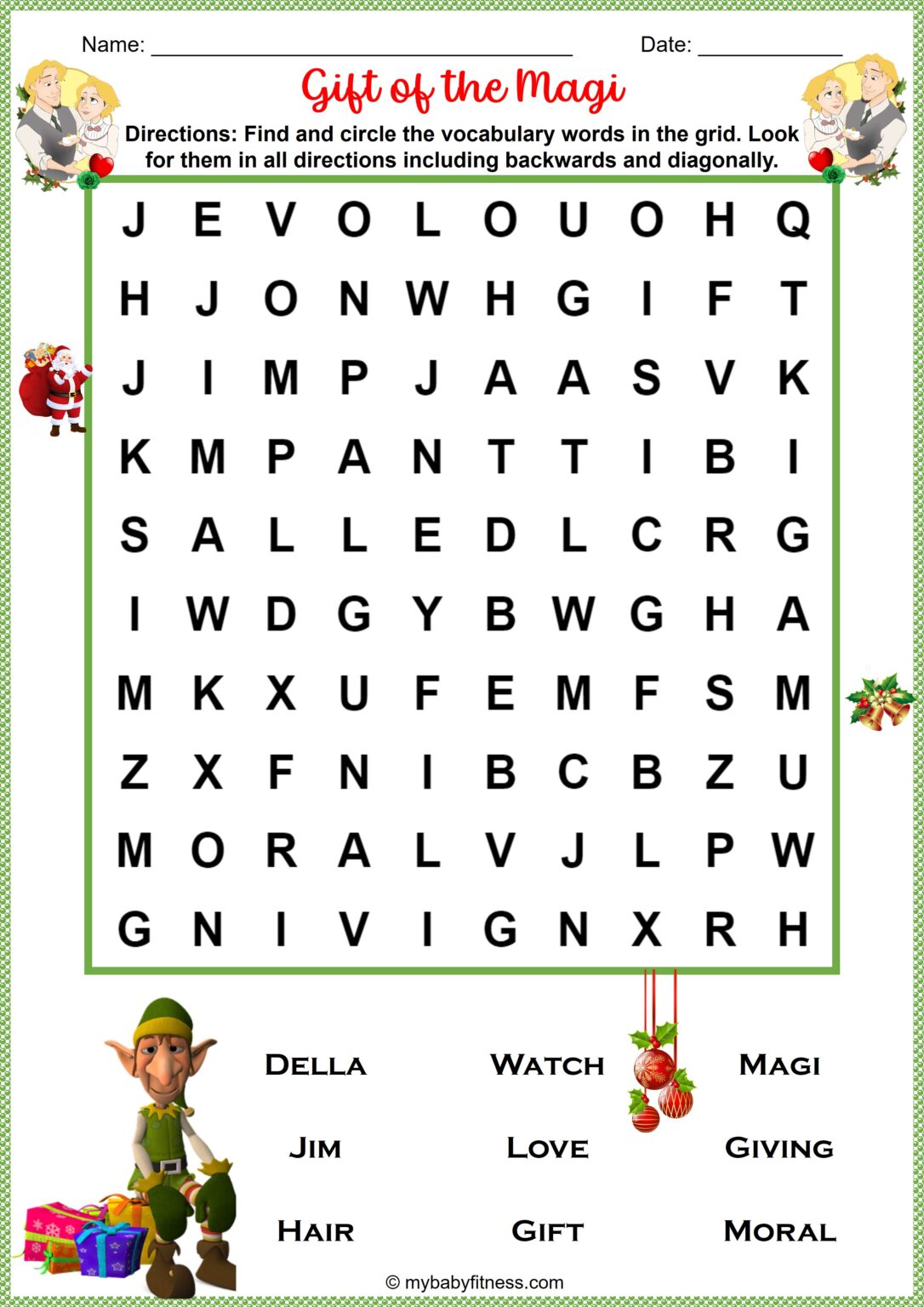 Gift of the Magi : Word Search – My Baby Fitness