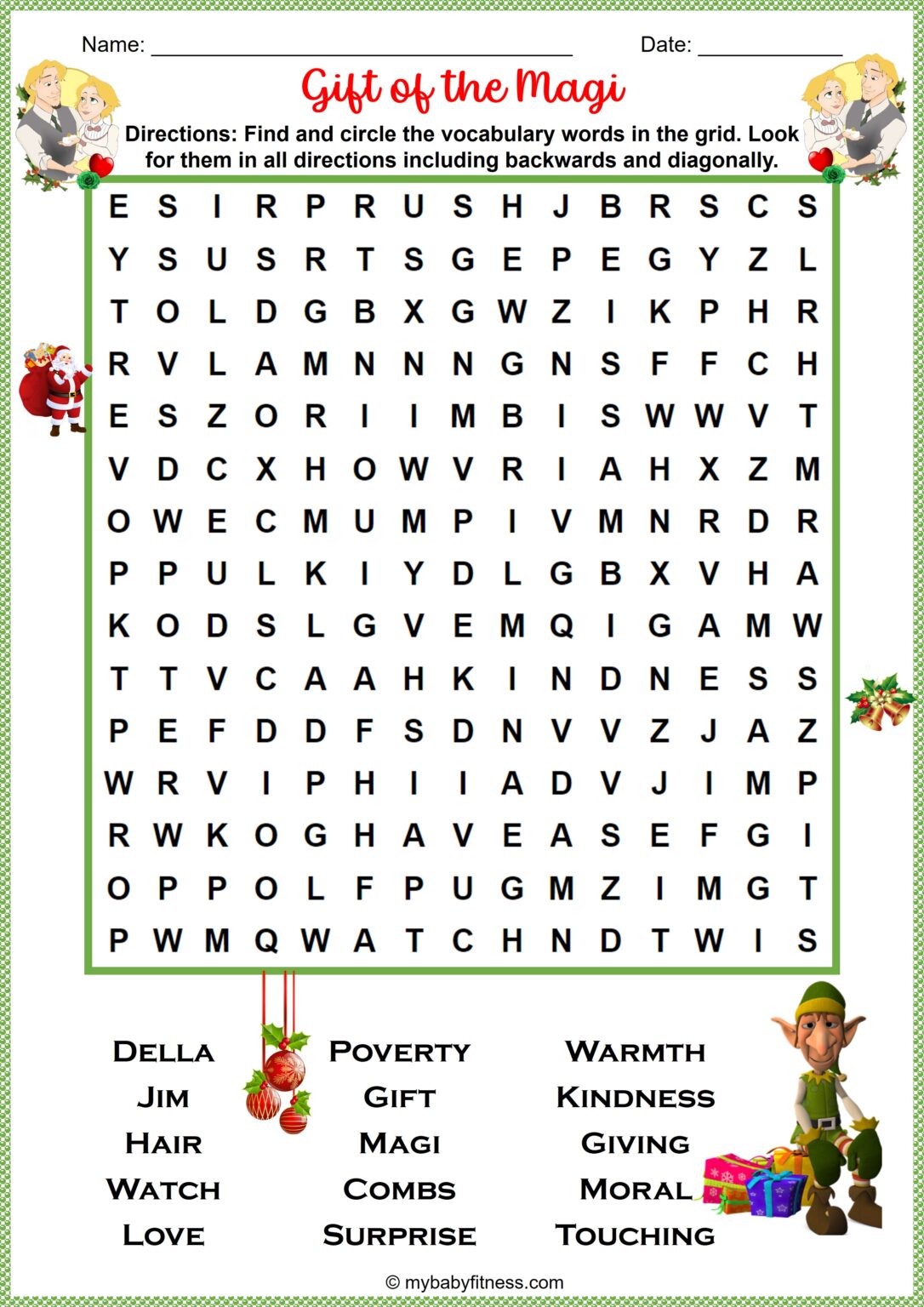 Gift of the Magi : Word Search – My Baby Fitness