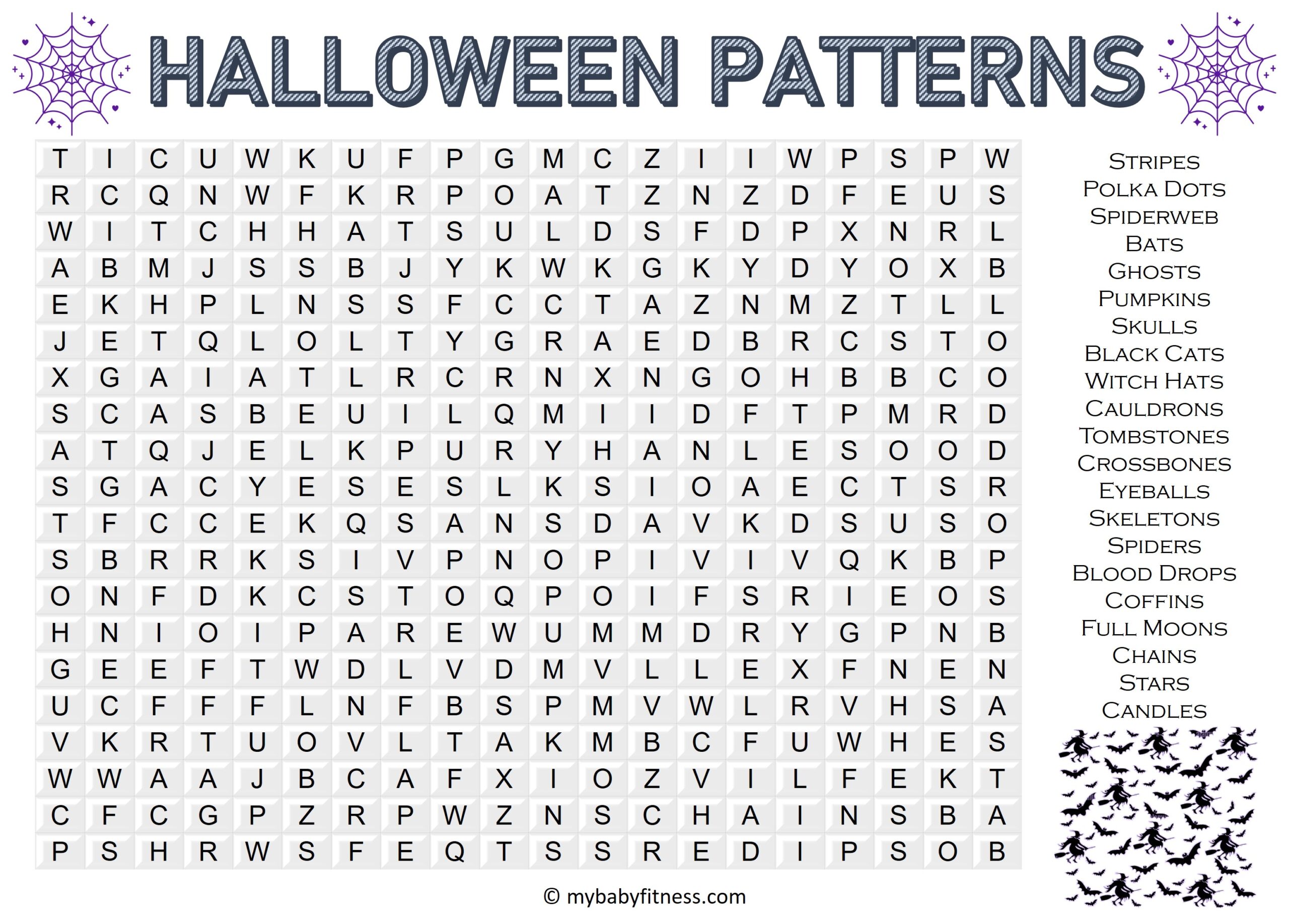 Halloween Patterns : Word Search – My Baby Fitness